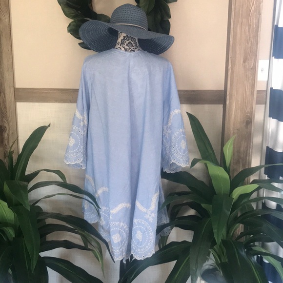 Tops | Nwt Powder Blue Scalloped Eyelet Dusters | Poshmark